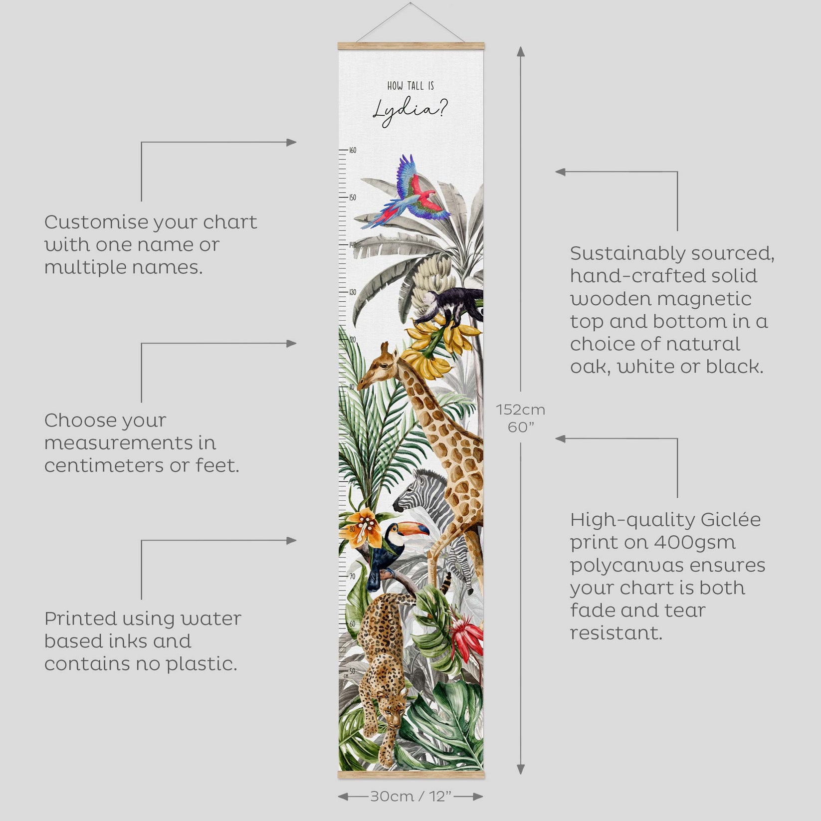 PERSONALISED KIDS SAFARI JUNGLE HEIGHT CHART – Little Grey London